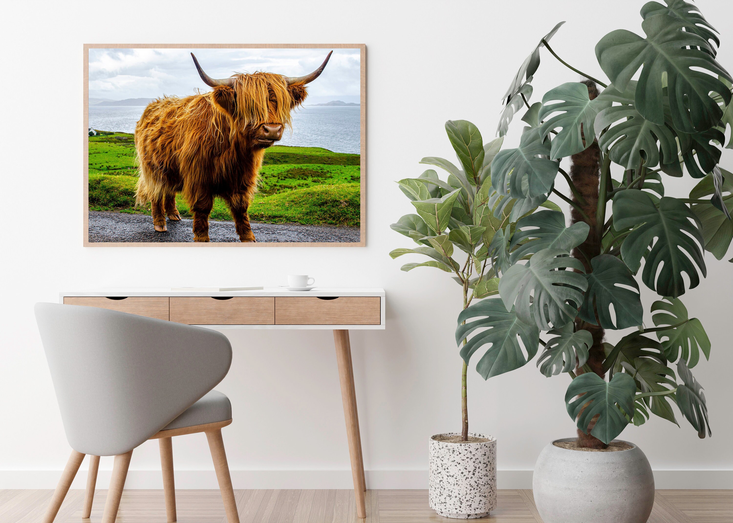 Highland Coo Walking Digital Print - Etsy