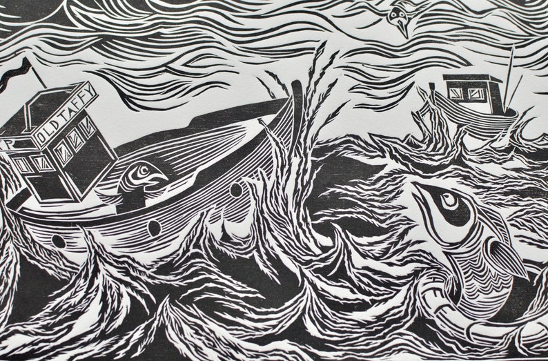 Mr Fish, Woodcut Print, Fish Print, Relief Printmaking, Fish Woodcuts ...