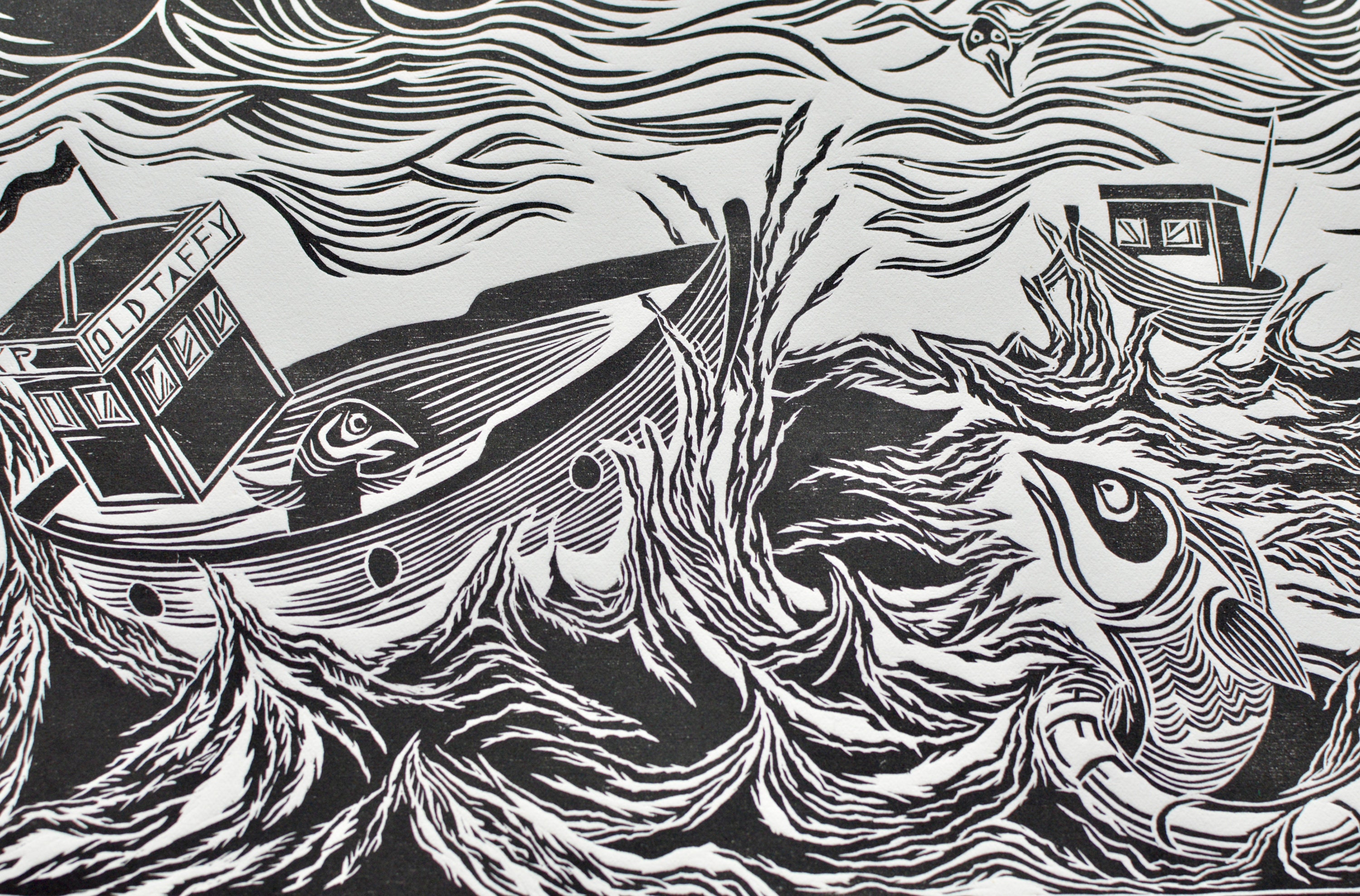 Mr Fish, Woodcut Print, Fish Print, Relief Printmaking, Fish Woodcuts ...