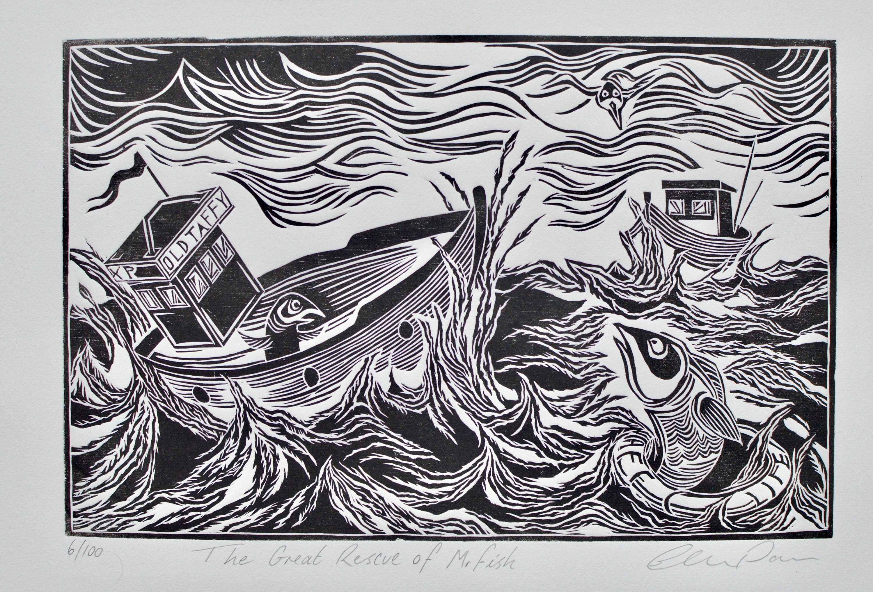 Mr Fish, Woodcut Print, Fish Print, Relief Printmaking, Fish Woodcuts ...