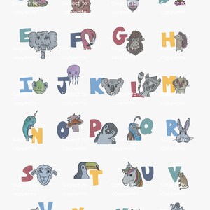 Animal Alphabet Illustrated Print - ABC Animals - Nursery Wall Art ...