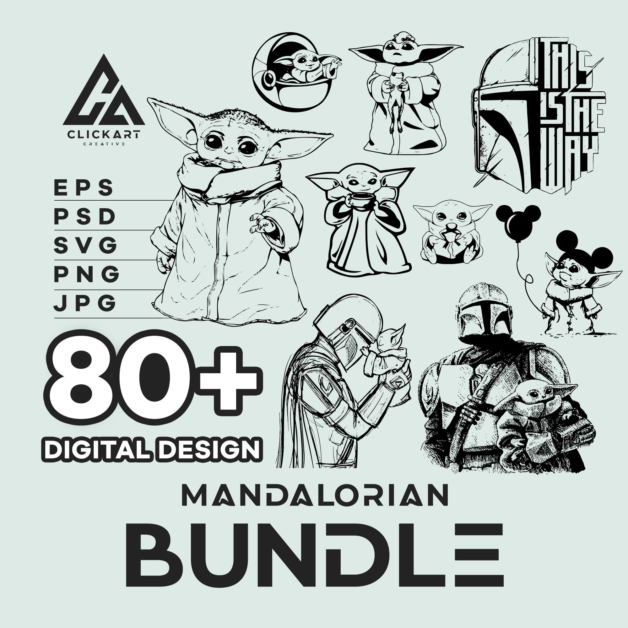 Mandalorian SVG File Bundle, Baby Yoda SVG for Cricut, Star Wars ...