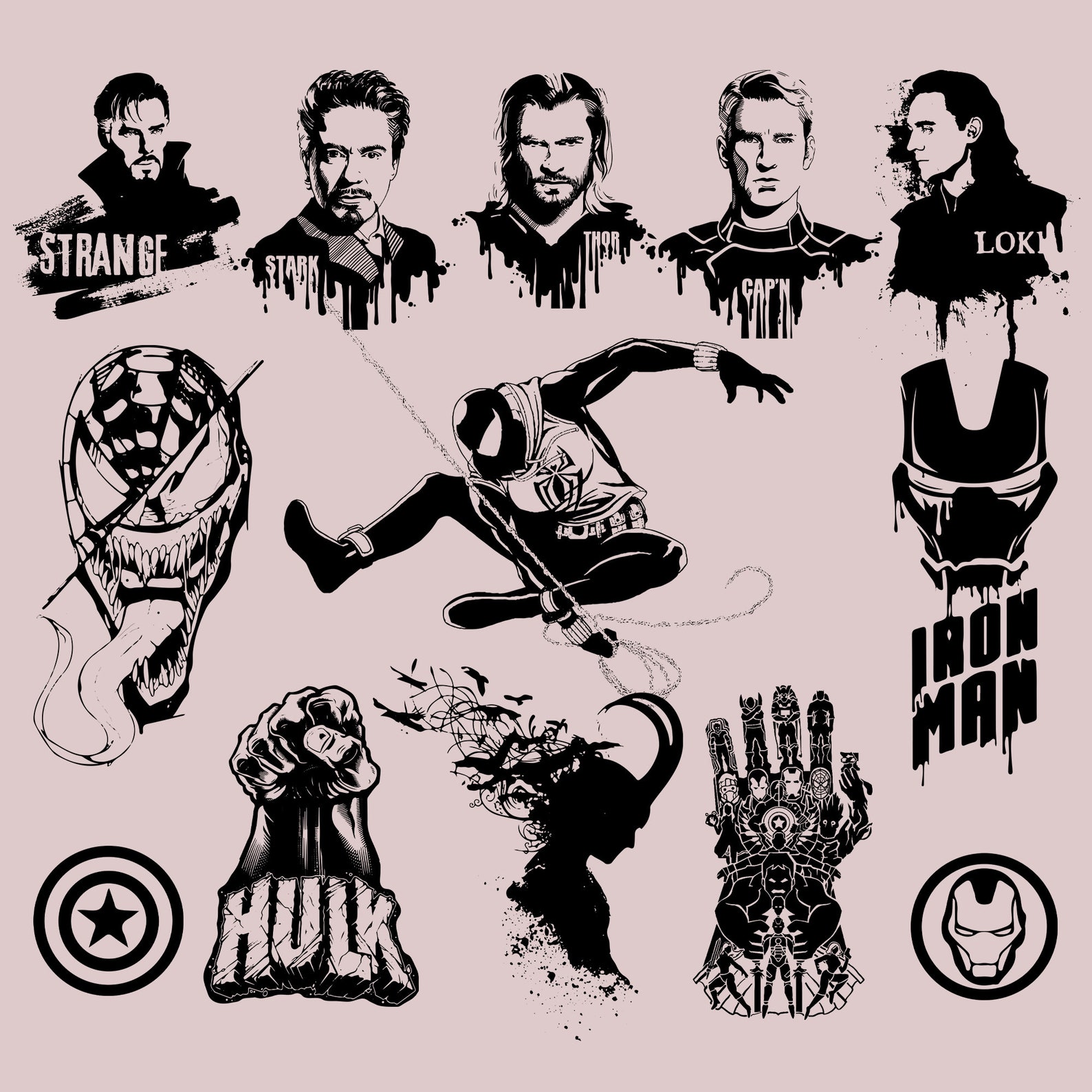 Avengers Clipart Svg, Avengers Bundle Package Svg, Marvel Clipart Svg ...