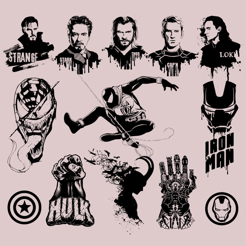 Avengers Clipart Svg, Avengers Bundle Package Svg, Marvel Clipart Svg ...