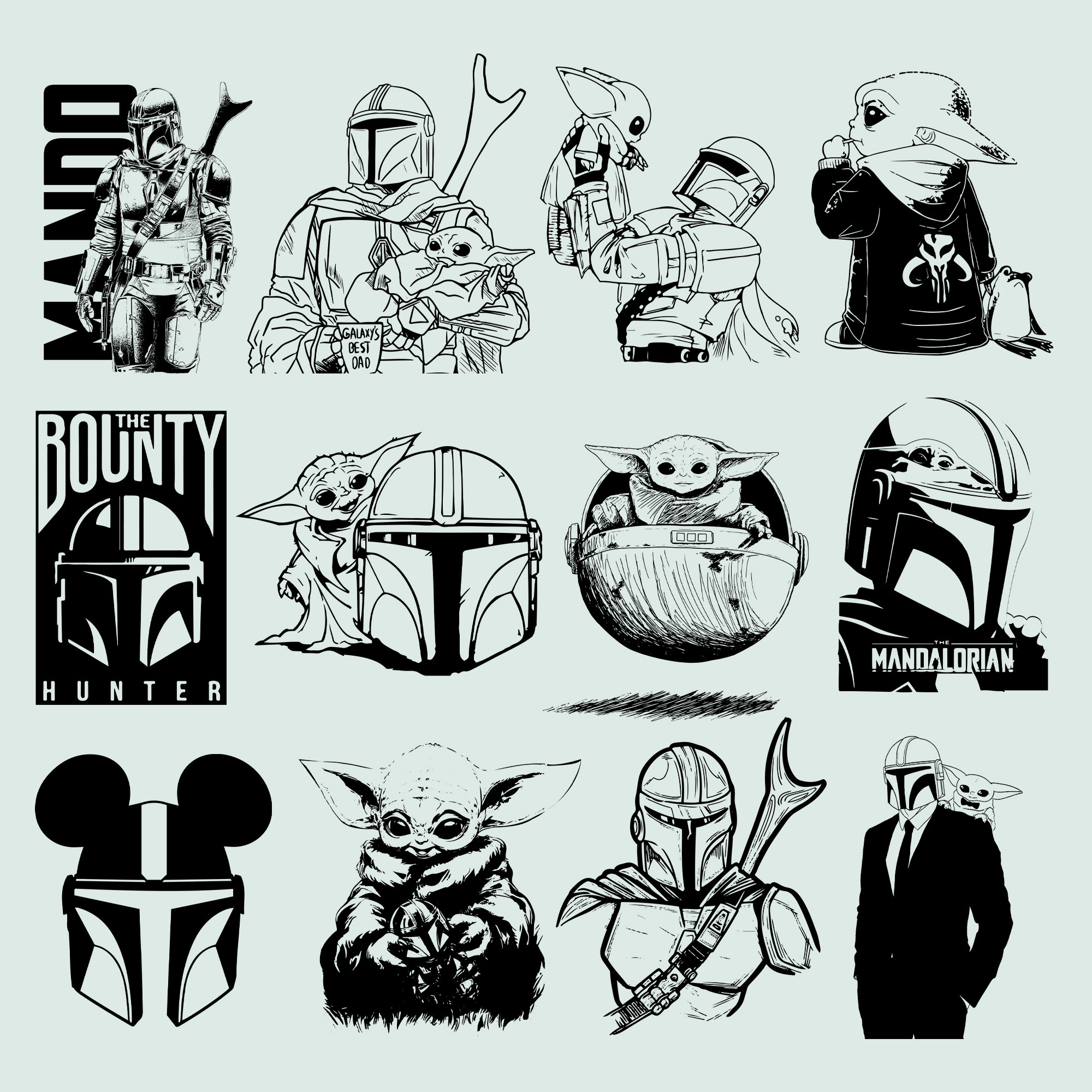 Mandalorian SVG File Bundle, Baby Yoda SVG for Cricut, Star Wars ...