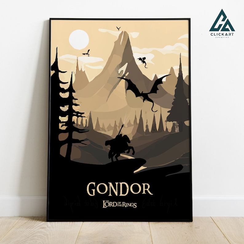 Vintage LOTR Travel Poster Set, Lord of the Rings Wall Art (instant ...