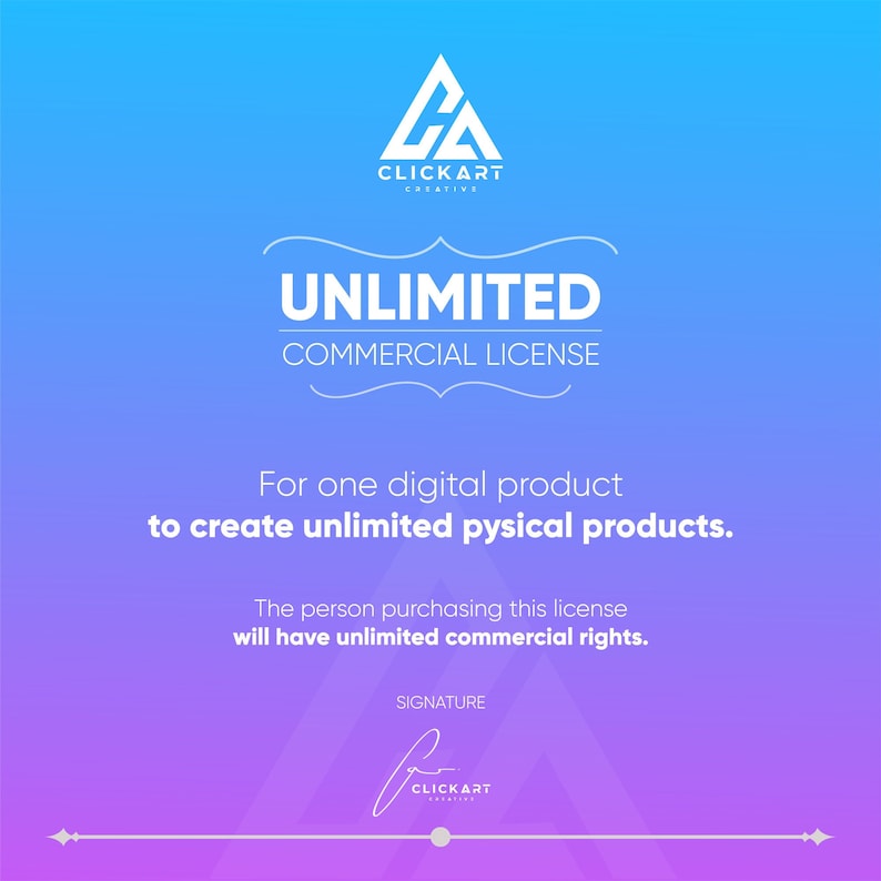 UNLIMITED COMMERCIAL LICENSE for 1 Product - Etsy
