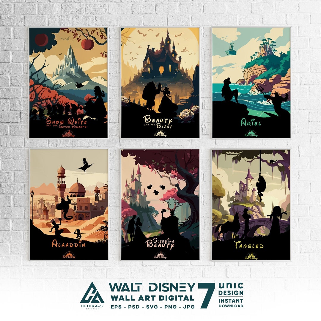 Set 7 Princesses, Printable Princess Poster, Watercolor Princess Print ...