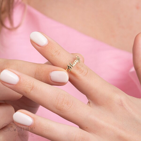 Rose Gold Name Ring - Etsy