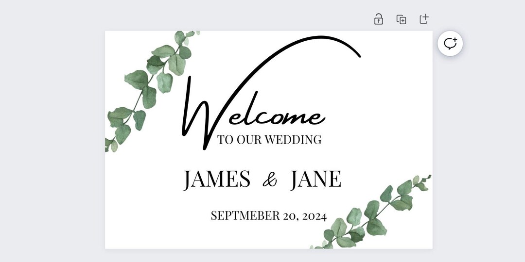 Customizable Wedding Welcome Sign Horizontal, Digital Download Wedding ...