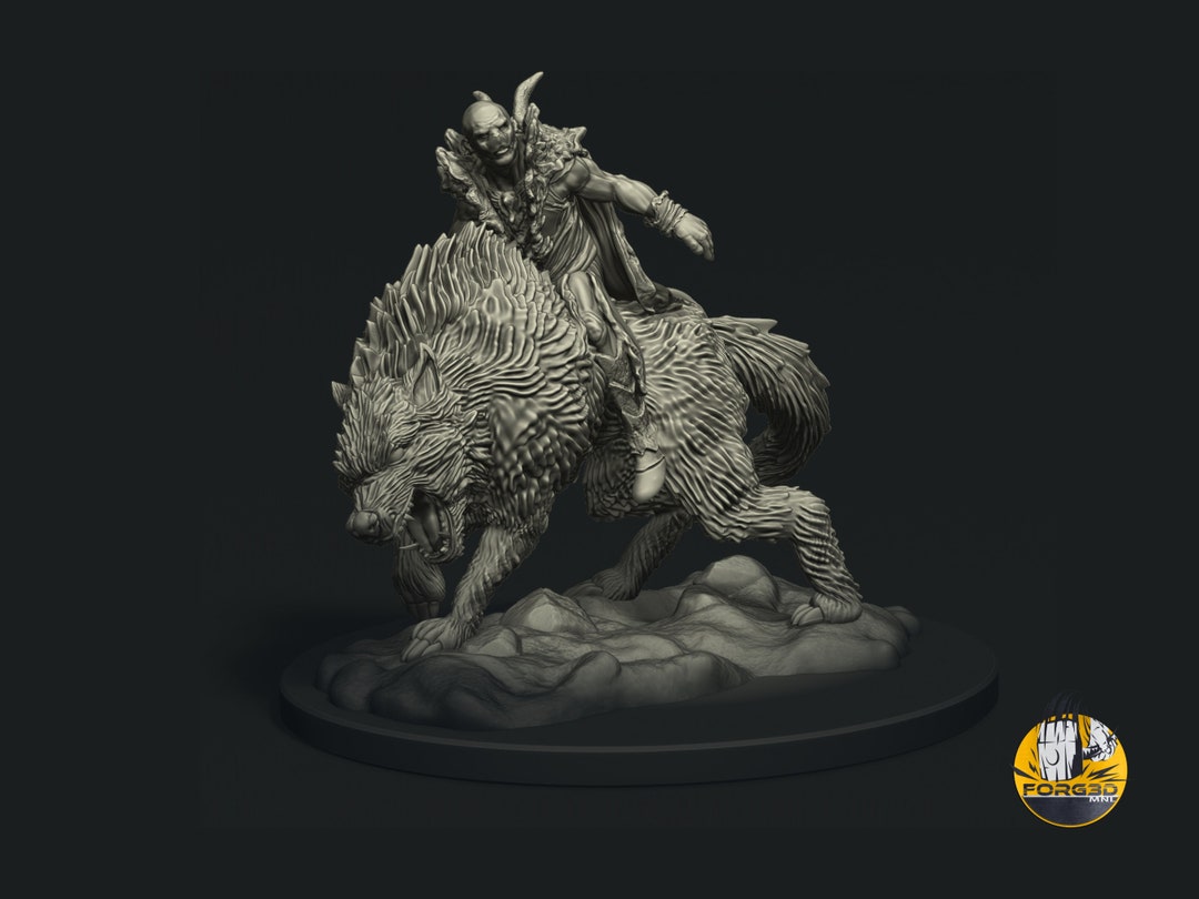 Orc on a Warg 3D STL File for 3D Printing 3D Miniature Warg Miniature ...