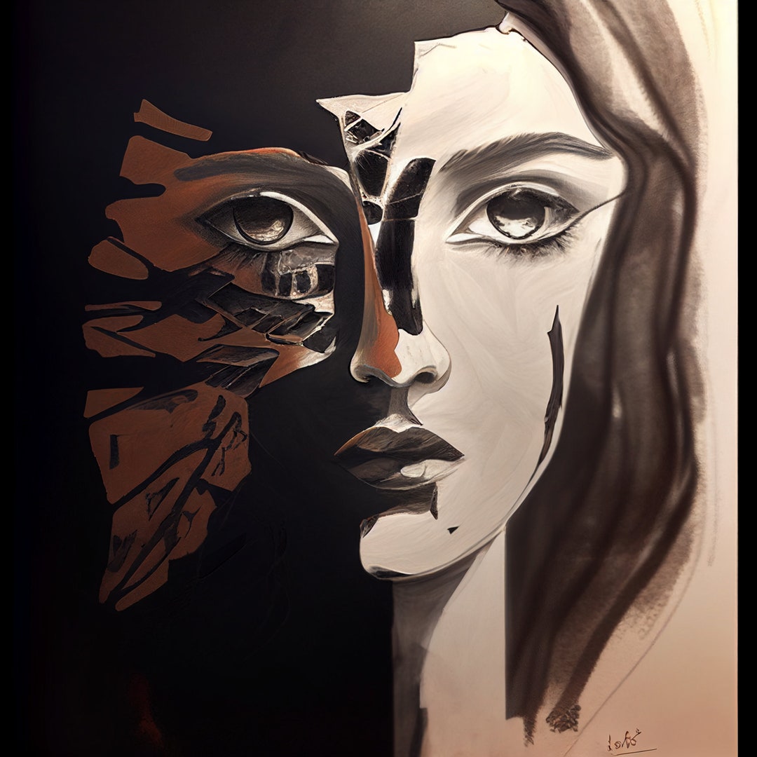 Woman Face Art , Abstrac Art, Two Faces Art , Print Art - Etsy