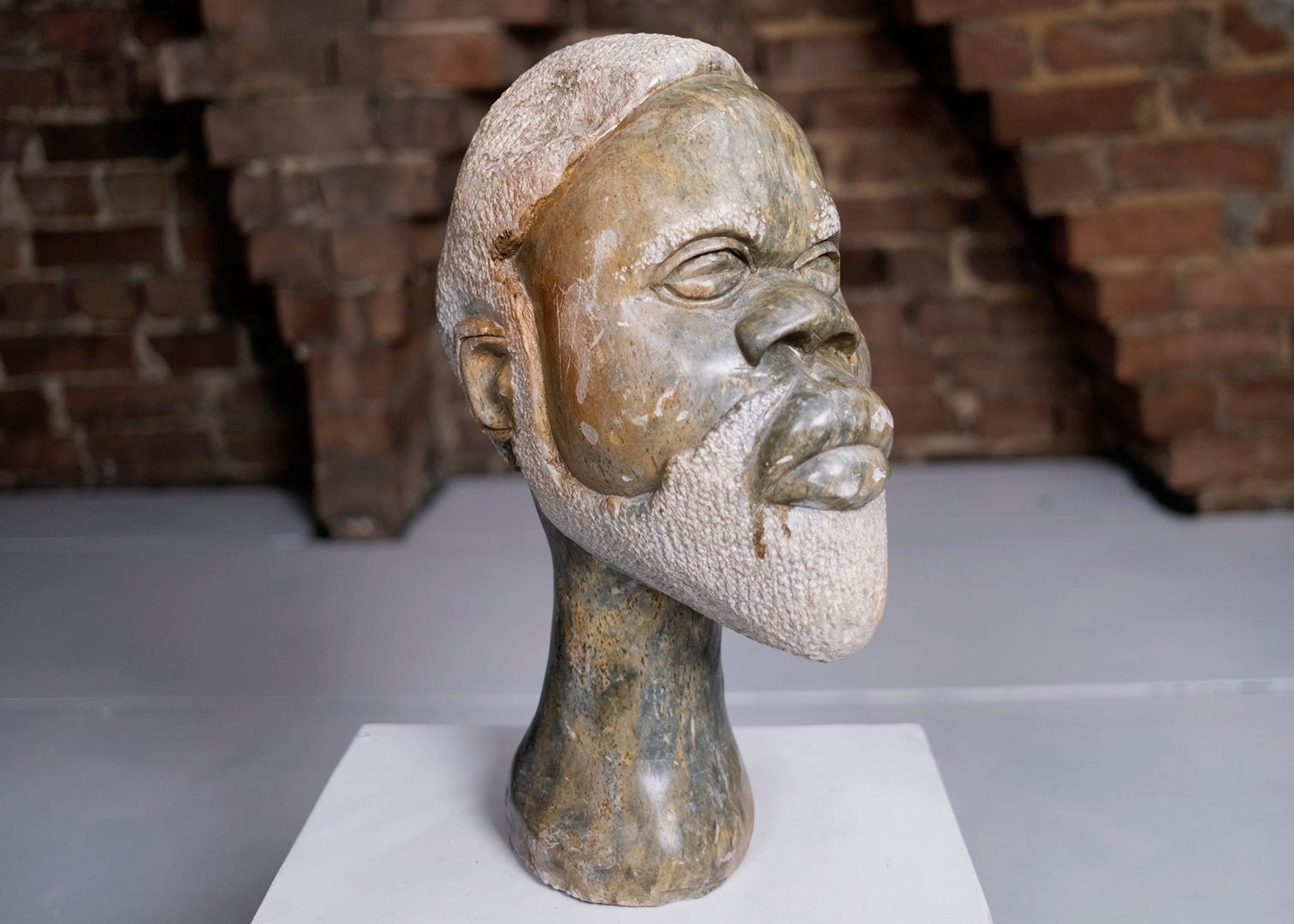 Vintage Large / Heavy African Soapstone Bust Sculpture Tribal Sculpture ...