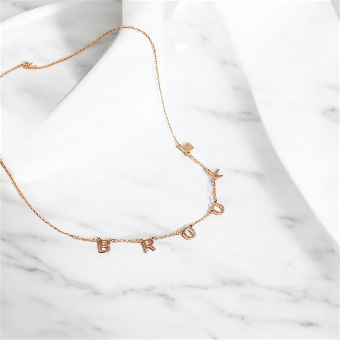 Custom Letter Necklace Personalized Initial Name Necklace Spaced Letter ...