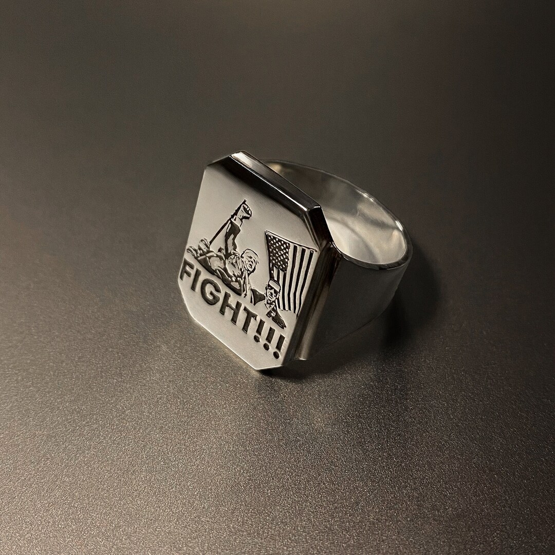 Trump Lovers Gift 925 Sterling Silver Trump Fight Ring Handmade Gift ...