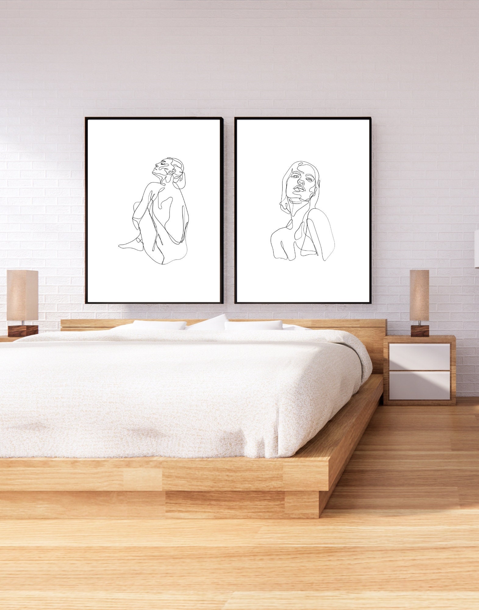 Woman Minimal Line Art Print Female Figure Line Art Set - Etsy