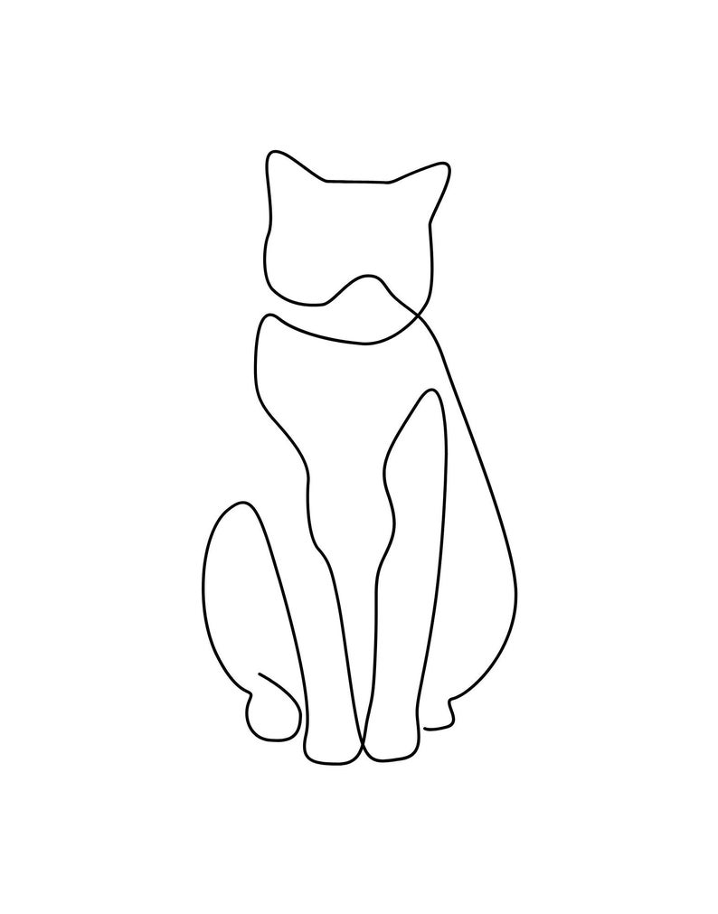 Cat Line Drawing Cats Wall Art Neutral Cats Silhouettes - Etsy