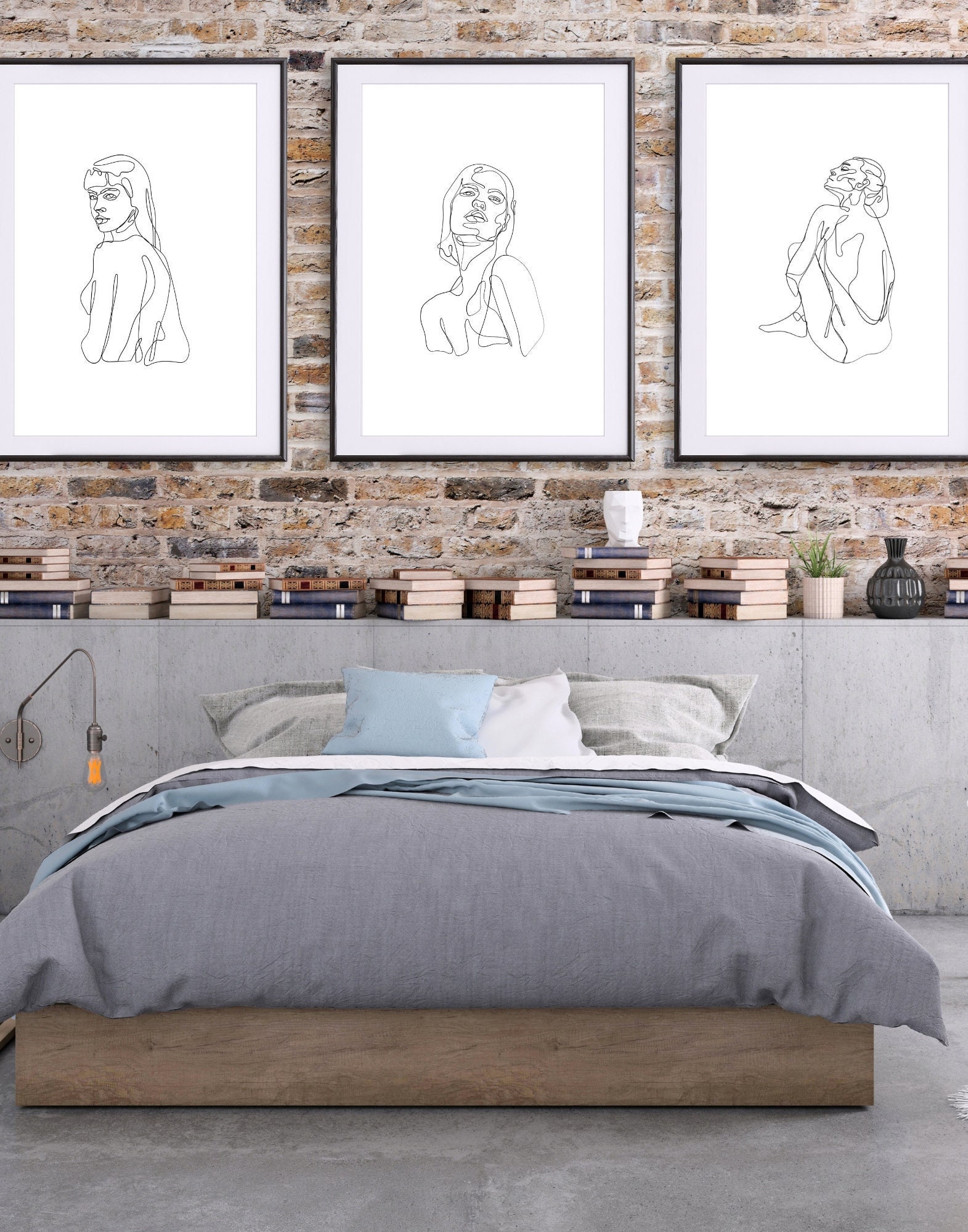 Woman Minimal Line Art Print Female Figure Line Art Set - Etsy