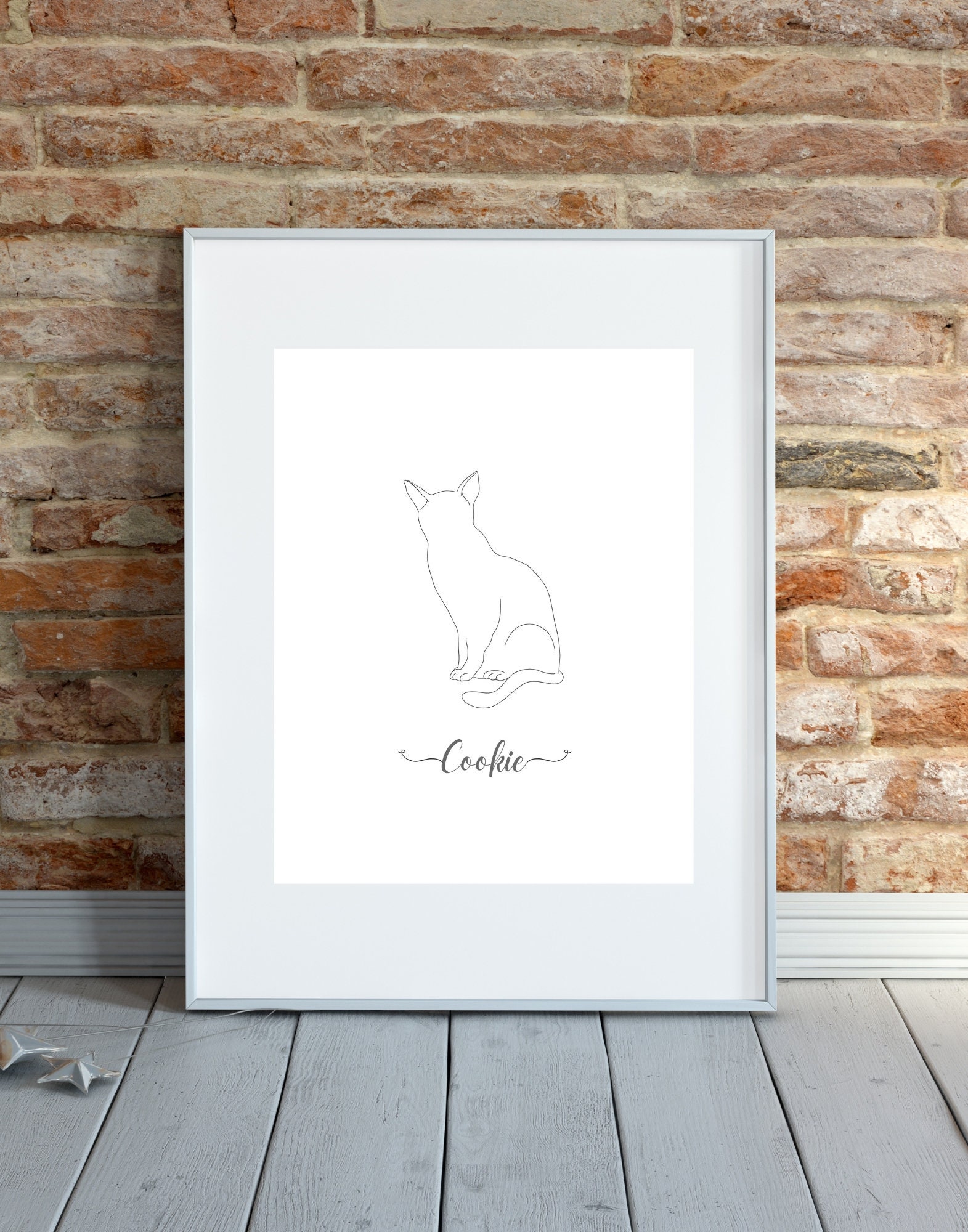 Personalised Cat Line Art Customizable Cat Line Art Abstract Print Cat ...