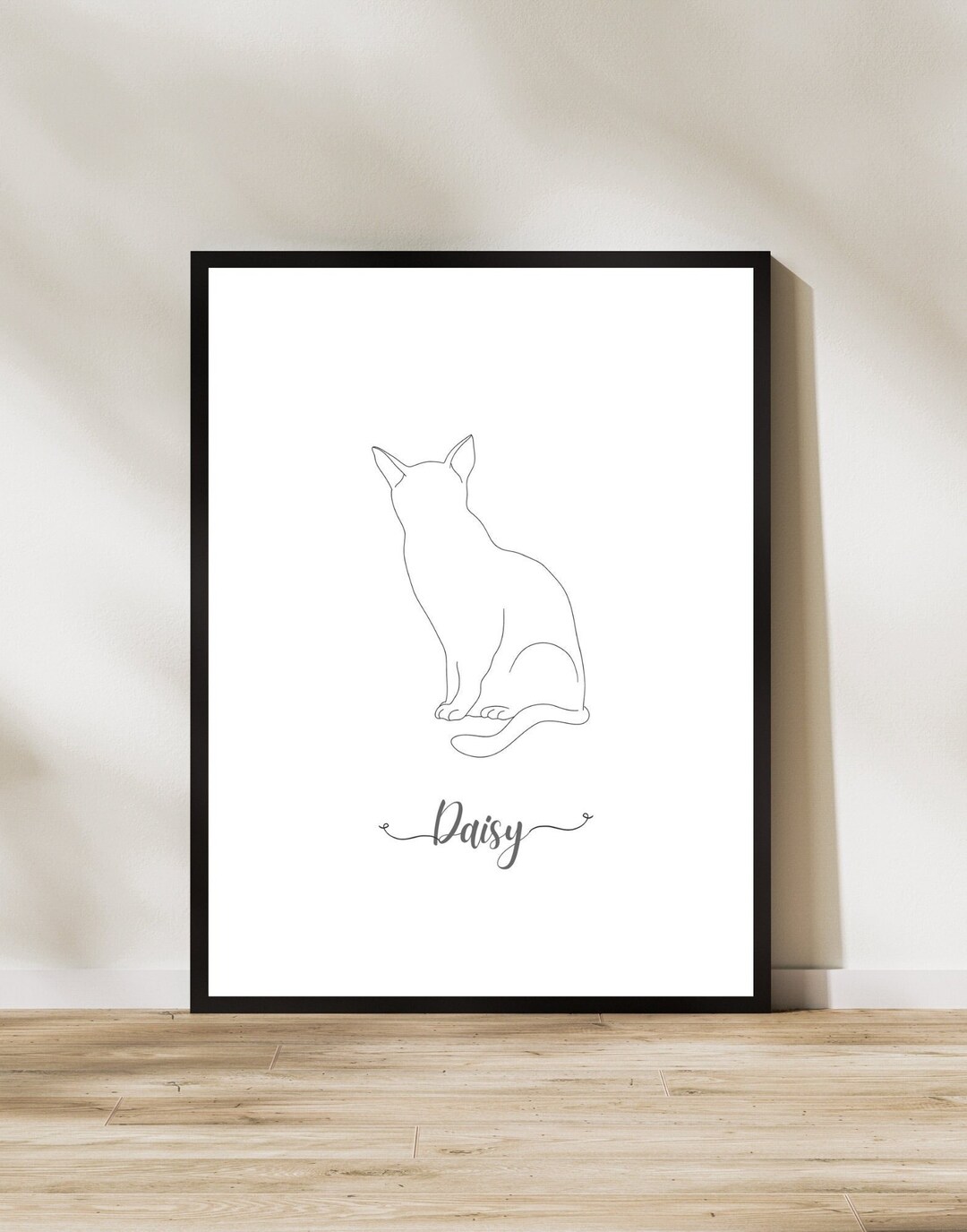 Personalised Cat Line Art | Customizable Cat Line Art Abstract Print ...