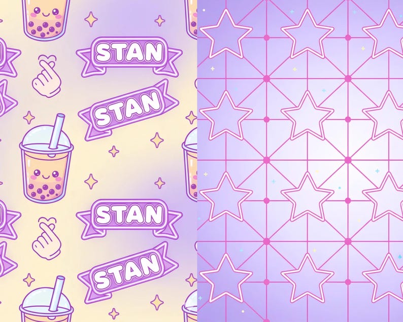 Kpop Demon Hunter Digital Pattern, Kawaii Seamless Pattern, Anime ...