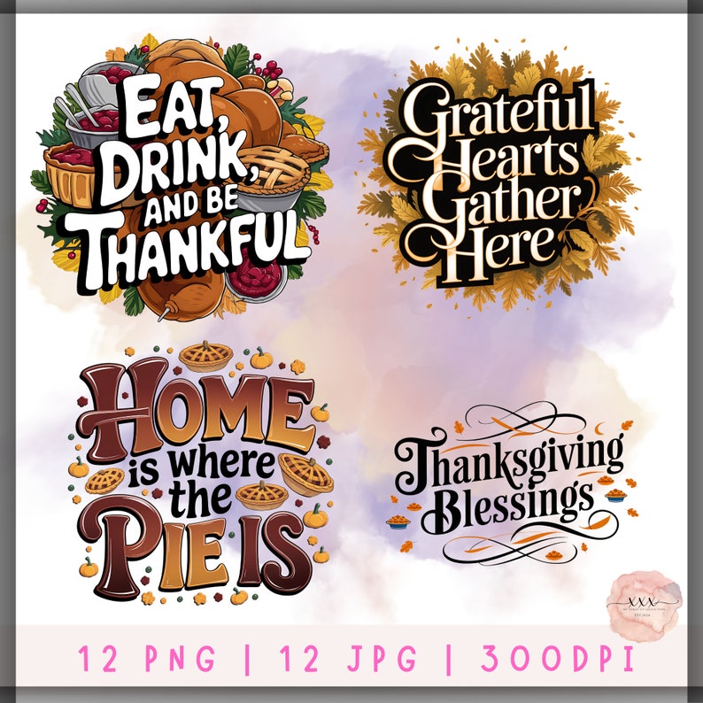 Thanksgiving Clipart Bundle | Gratitude & Blessings Digital Sticker ...