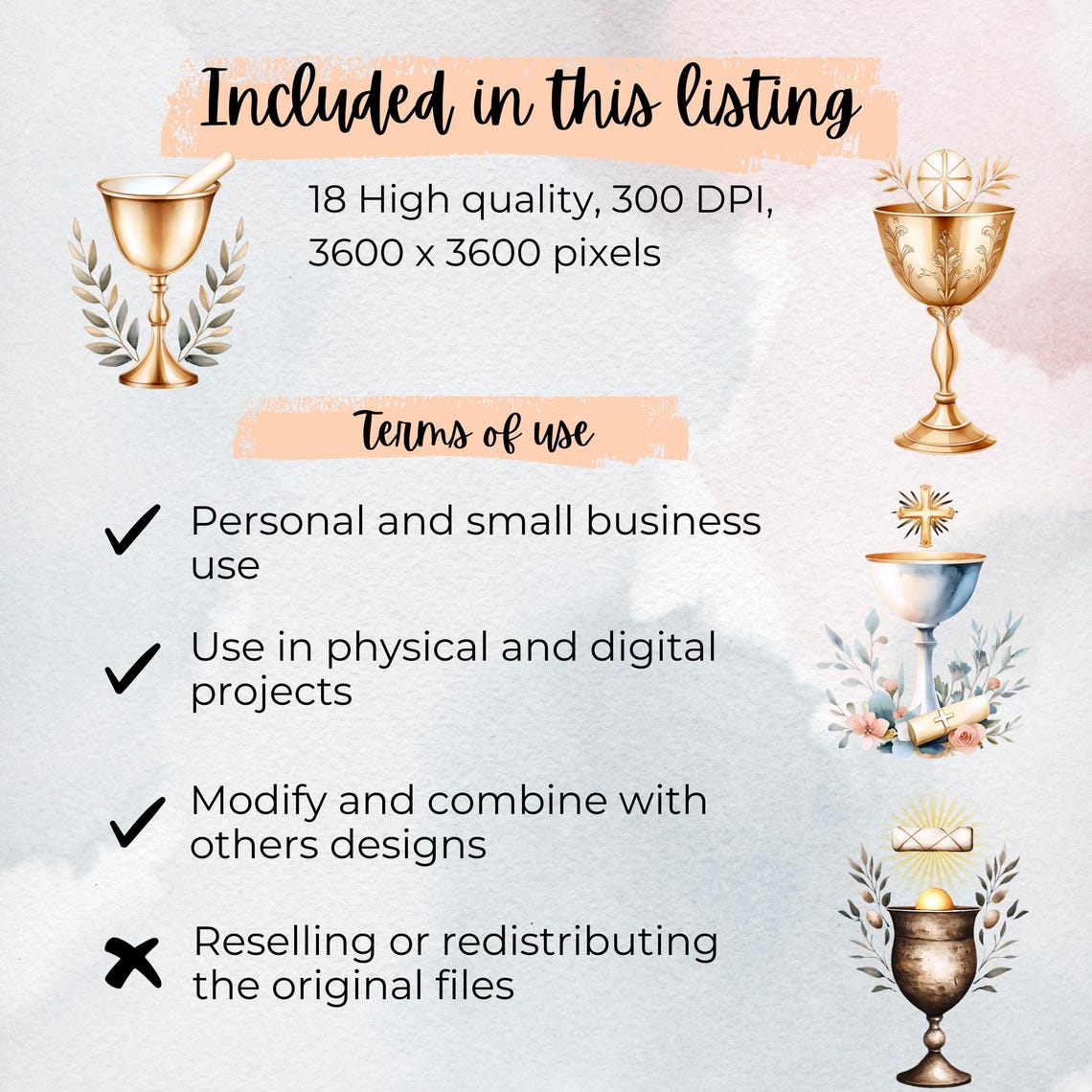 Chalice and Eucharist Clipart | First Communion PNG | Catholic Mass ...