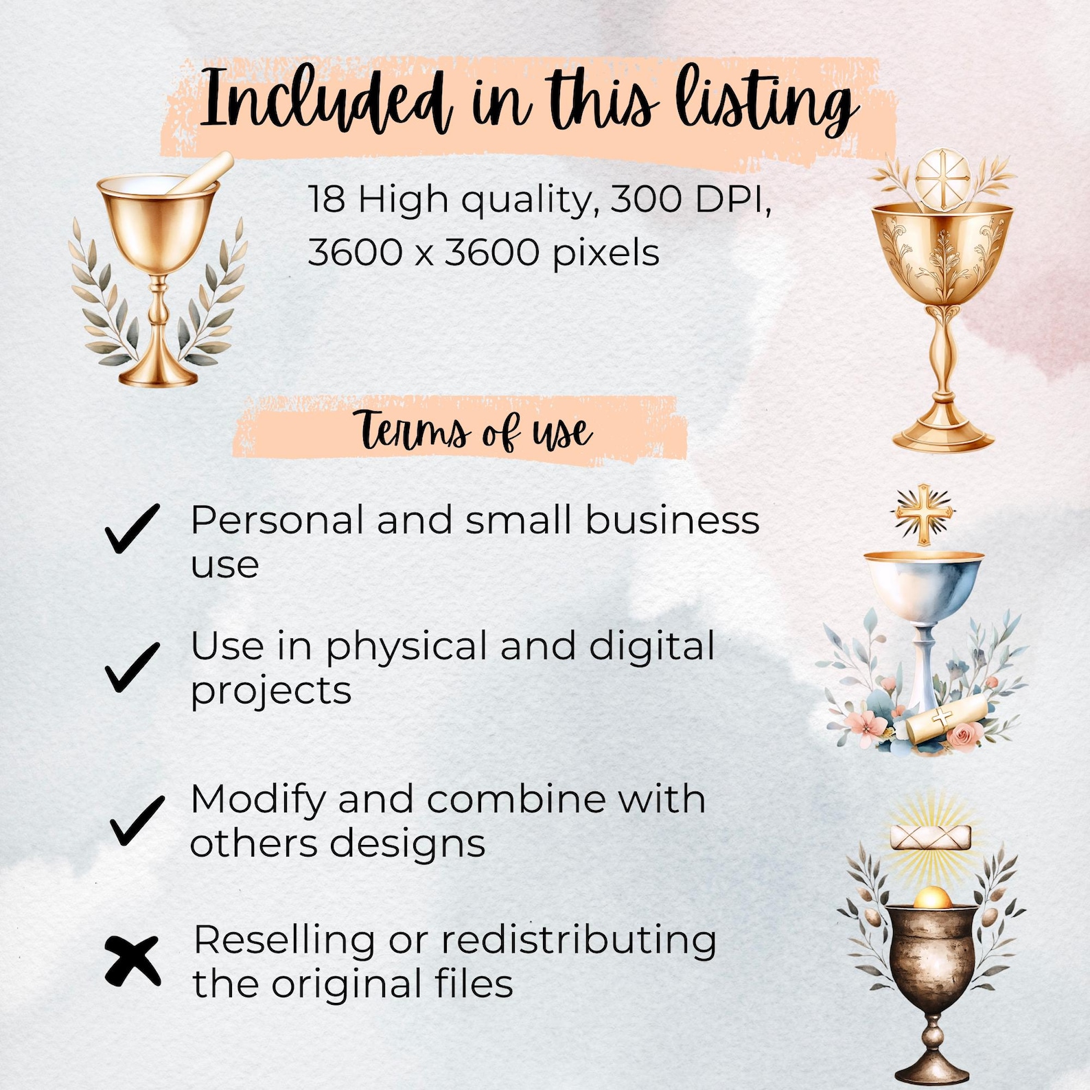 Chalice and Eucharist Clipart | First Communion PNG | Catholic Mass ...
