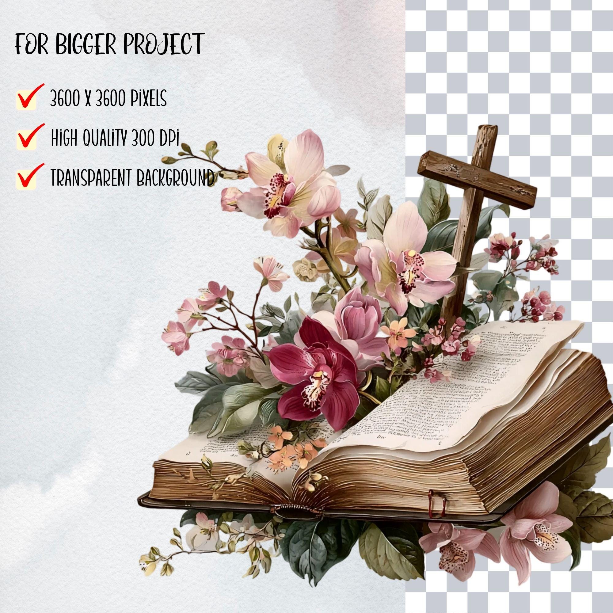 Bible Clipart PNG, Christian PNG, Faith PNG, Religious Clipart, Cross ...