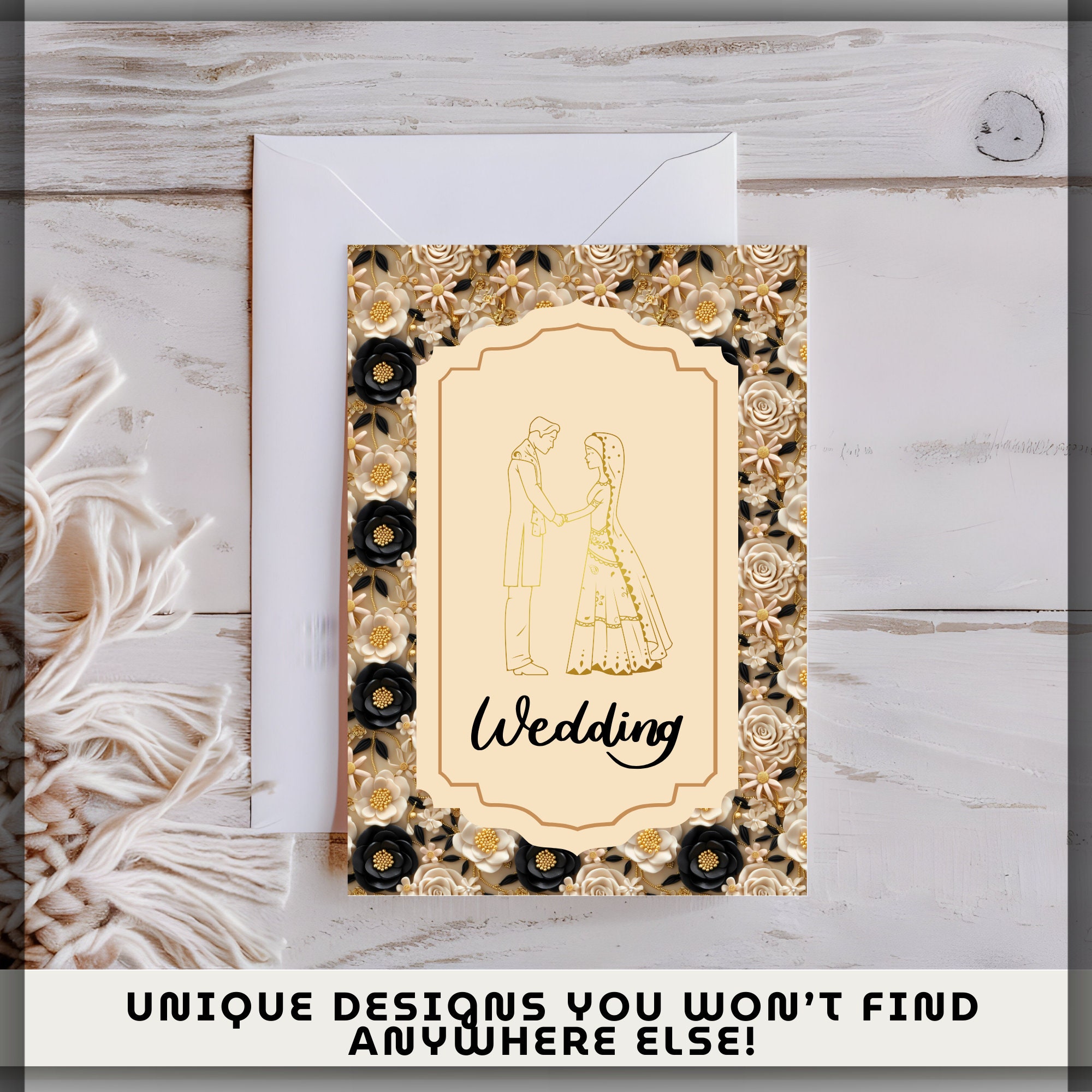 Elegant 3D PNG Floral Seamless Digital Pattern Bundle - Black and Gold ...