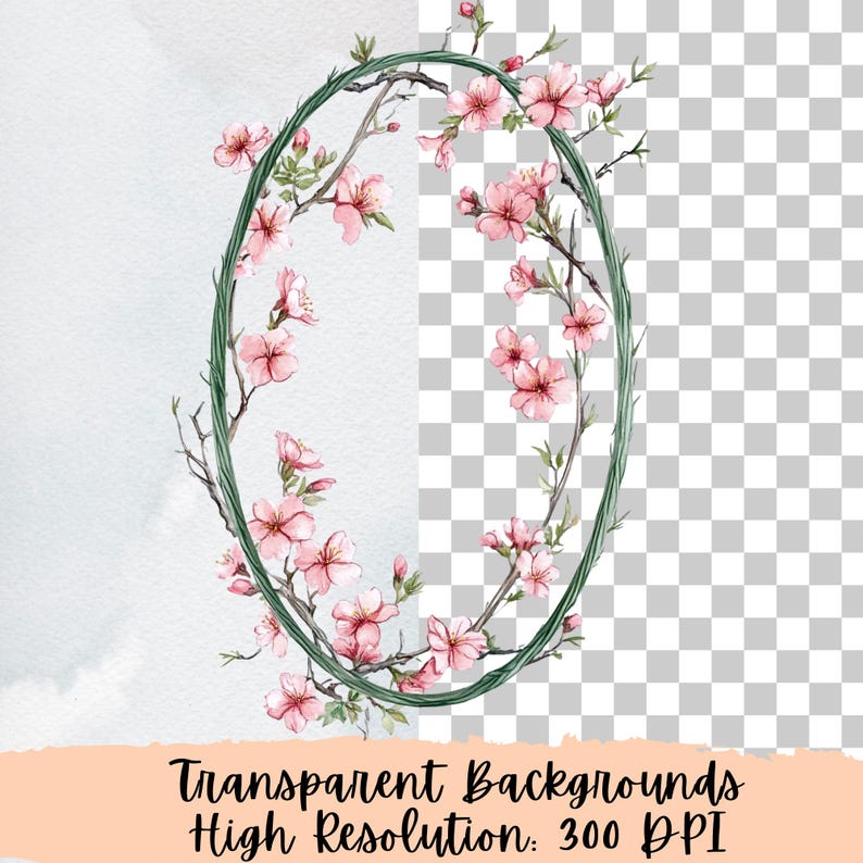Wildflower Floral Oval Frame Clipart | Watercolor Flower Borders PNG ...
