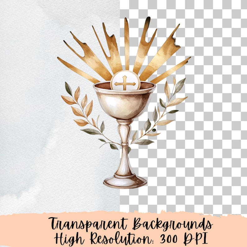 Chalice and Eucharist Clipart | First Communion PNG | Catholic Mass ...