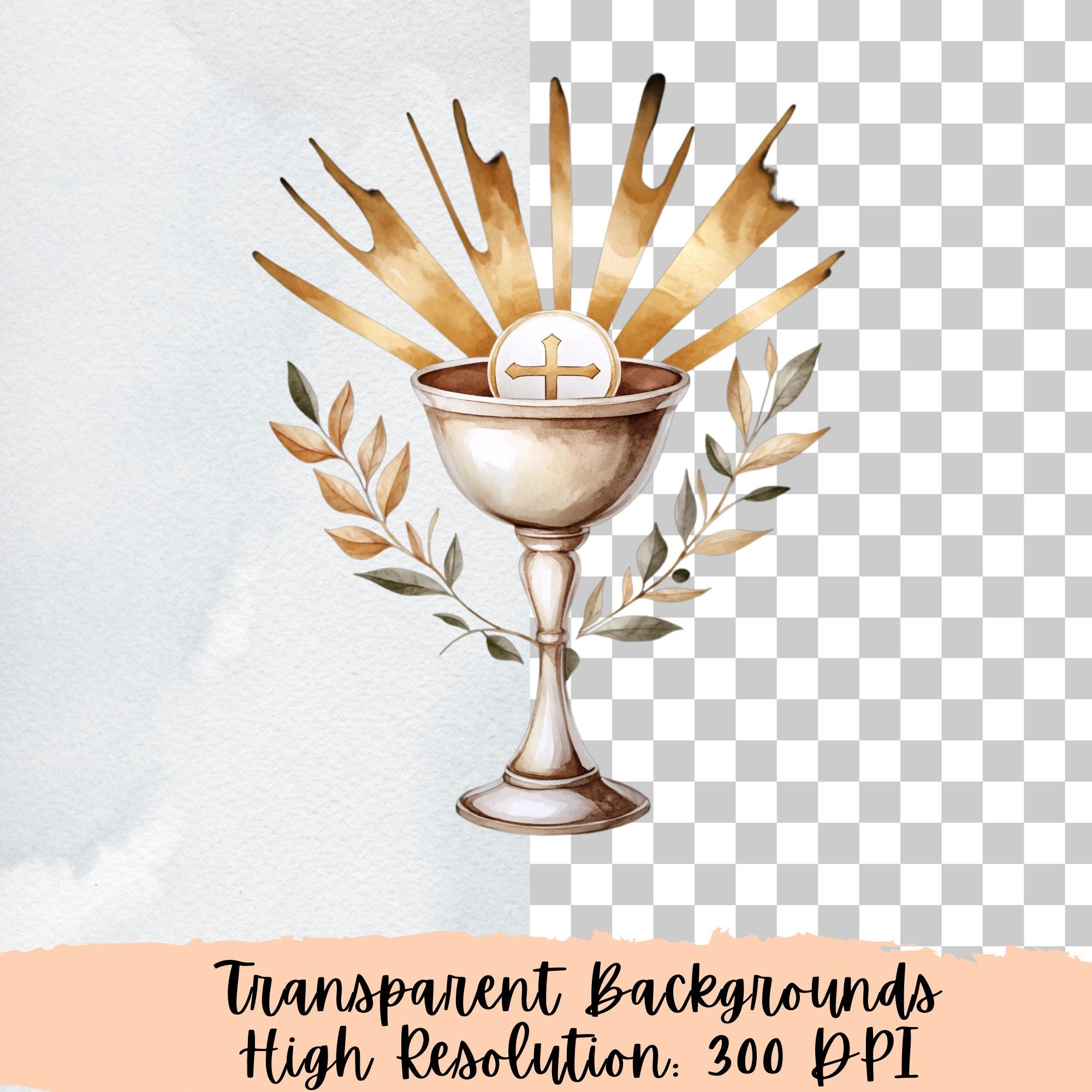Chalice and Eucharist Clipart | First Communion PNG | Catholic Mass ...