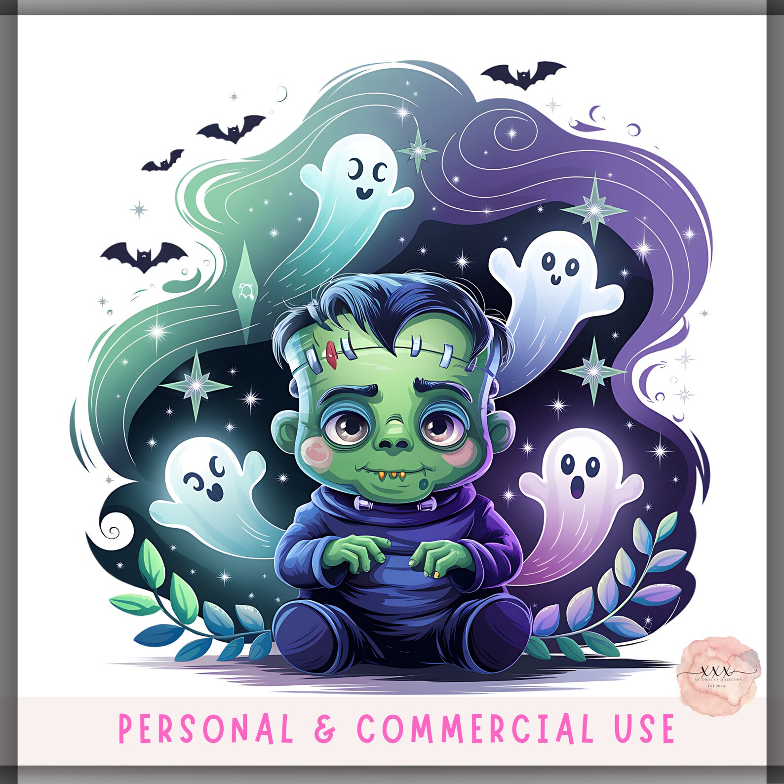 Charming Frankenstein Clipart Bundle Adorable Halloween Monster Designs ...