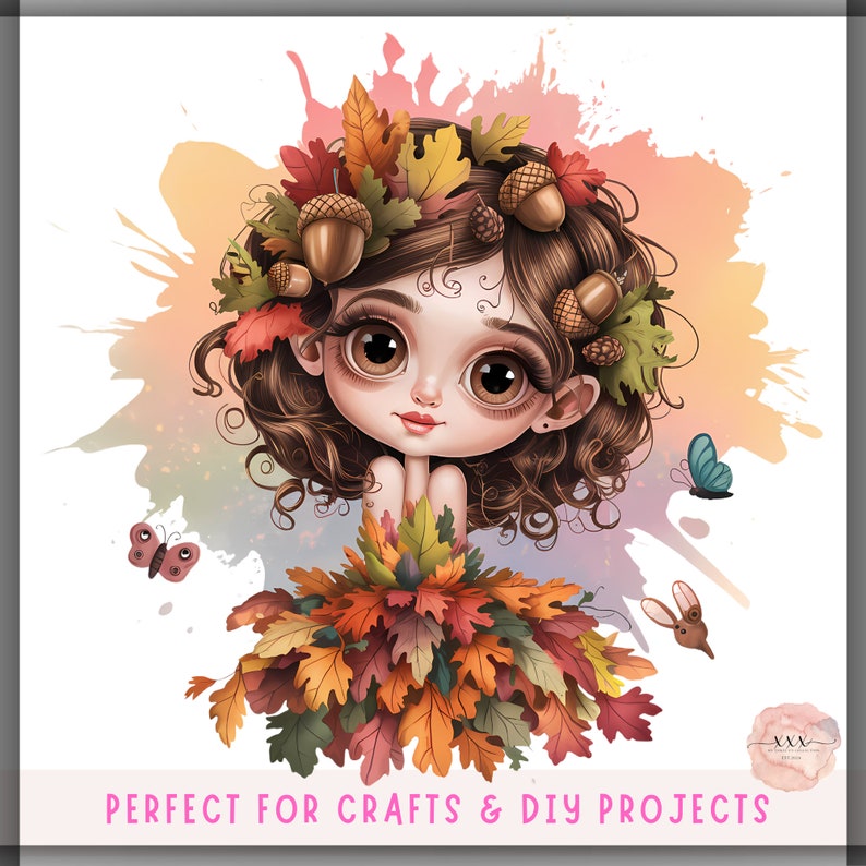 Vibrant Floral Woodland Girl Clipart Bundle | 10 PNG and 10 JPG ...