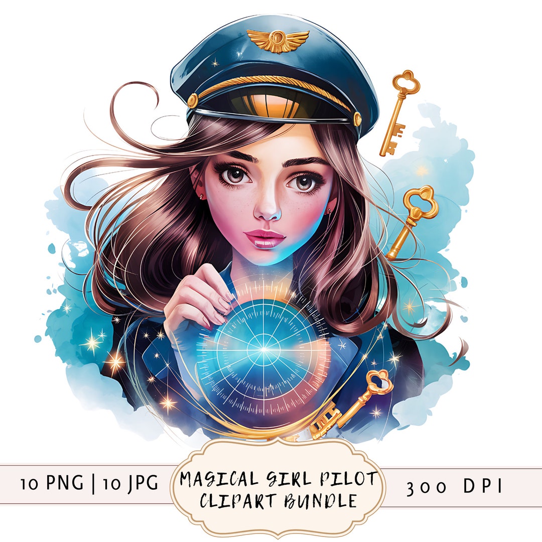 Magical Girl Pilot Clipart Bundle | Aviation-inspired Crafting PNG ...