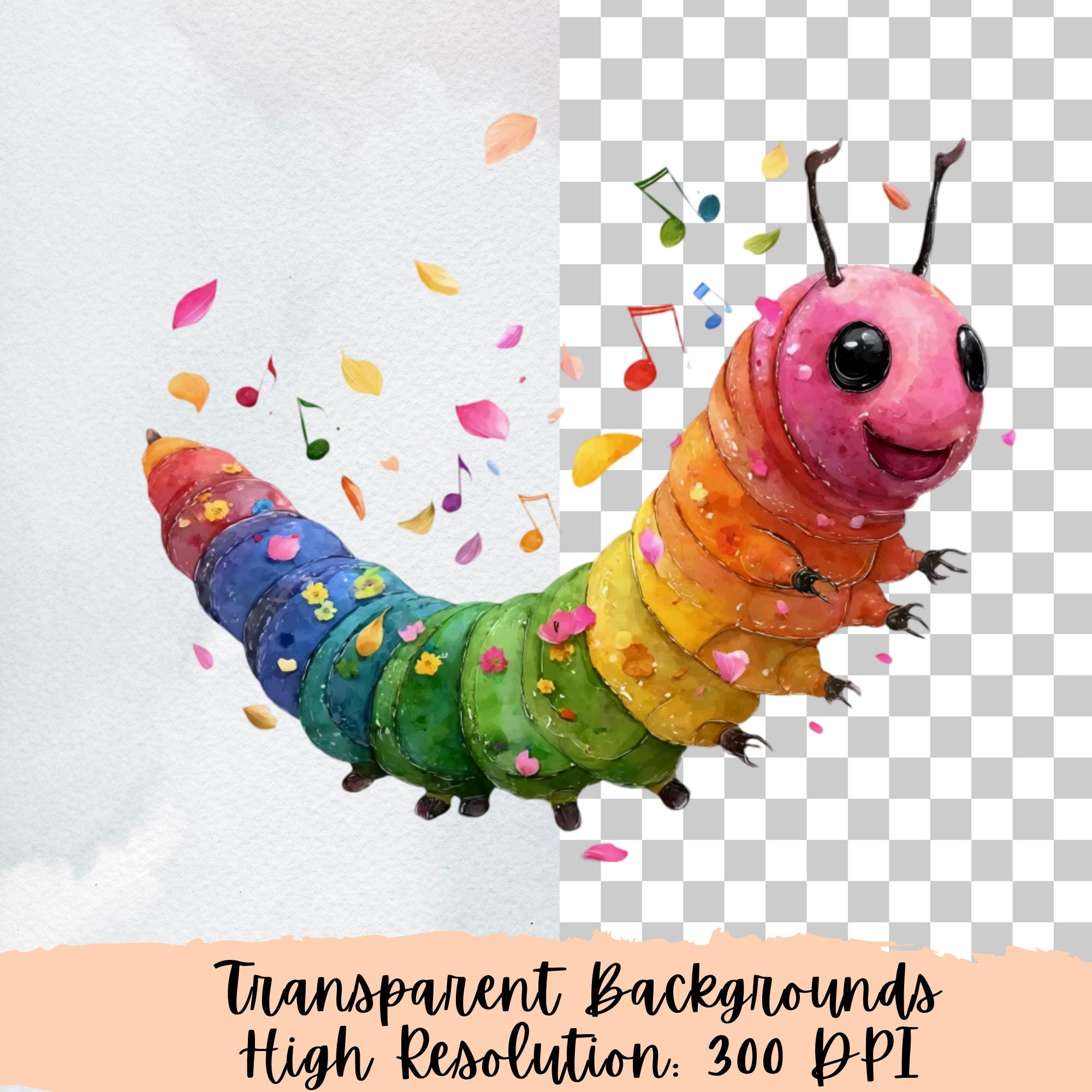 Rainbow Caterpillar Clipart | Whimsical Bug PNG Set | Cute Insect ...