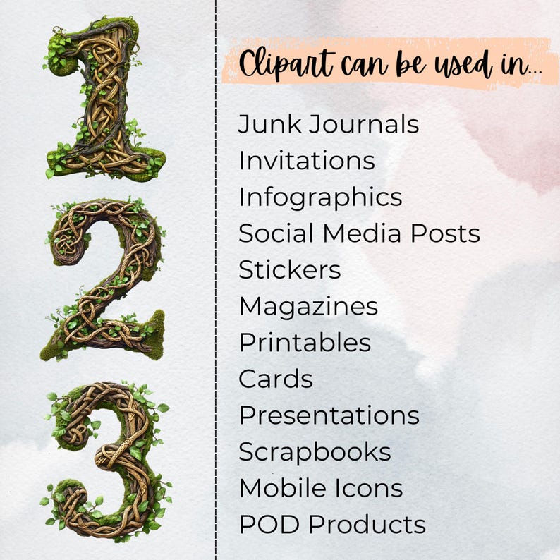 Vine Letters Clipart | A-Z & 0–9 Alphabet PNG | Twisted Botanical Font ...