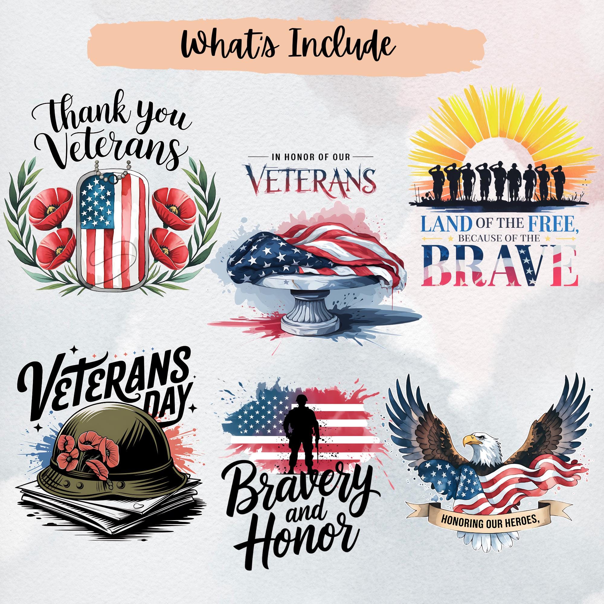 Veterans Day Vol. 1 Clipart Bundle – 12 Patriotic Designs for Crafts ...