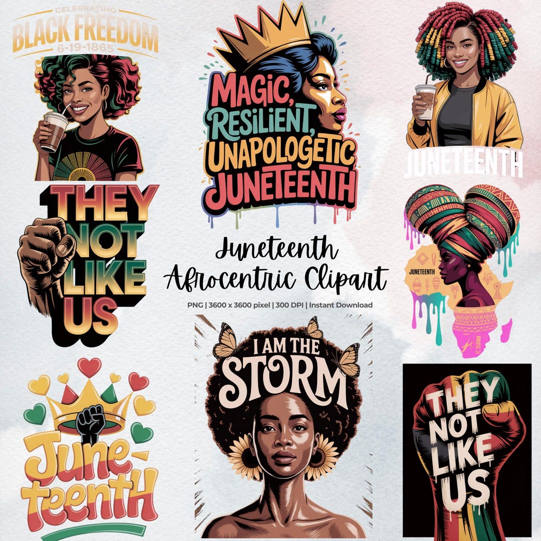 Juneteenth Afrocentric Clipart | Black History Sublimation PNG ...