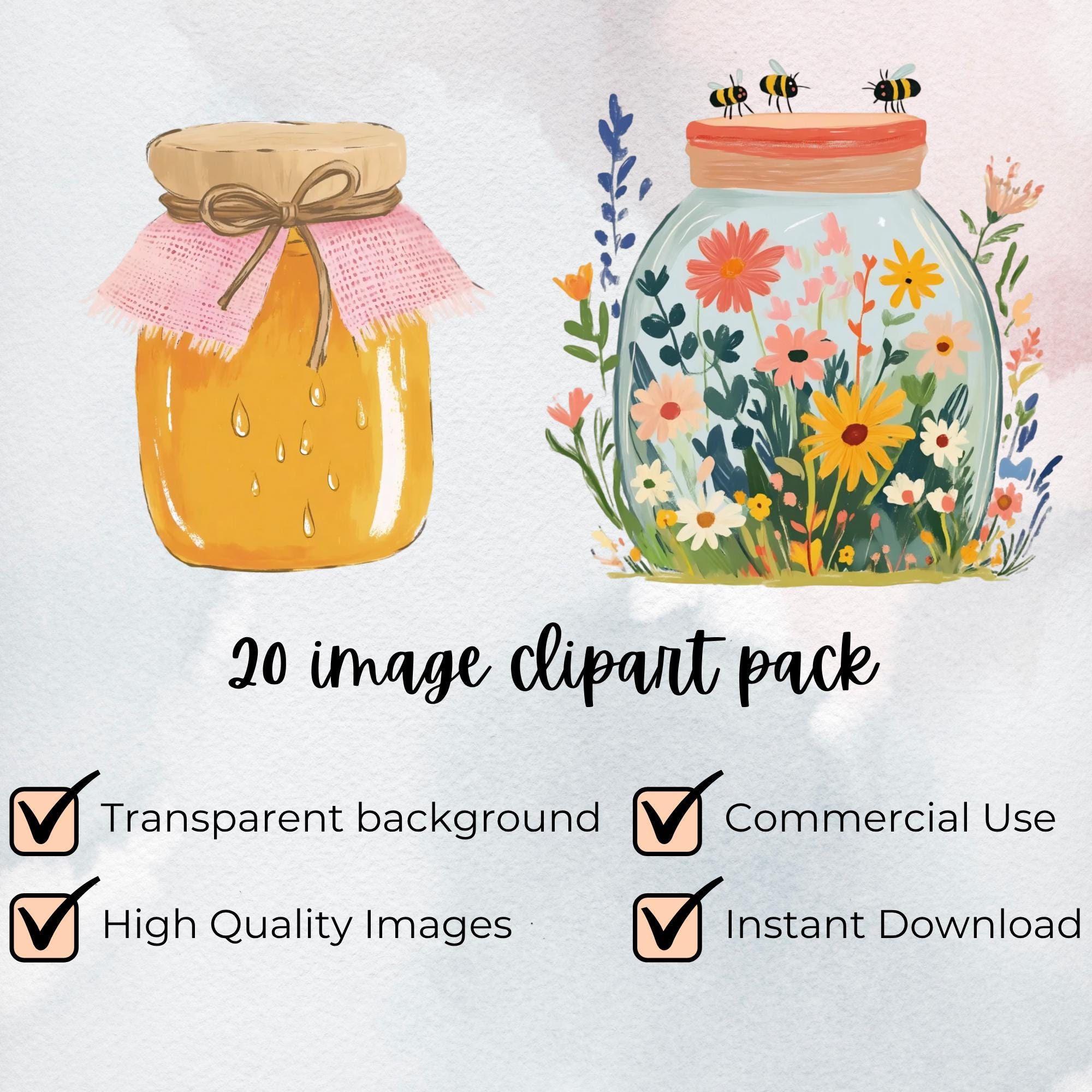 Busy Bee Clipart Educational Set | Cute Watercolor Bee PNG | Honey ...