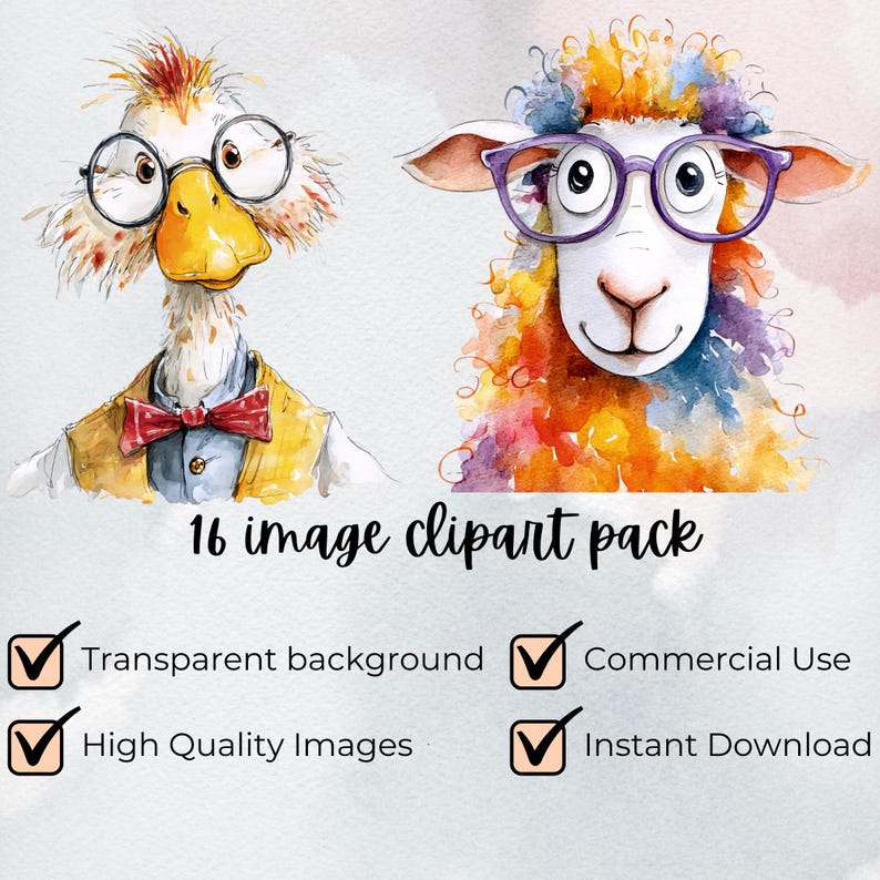 Farm Animals Clipart, Whimsical Animals, Cute Farm Animals, Watercolor ...