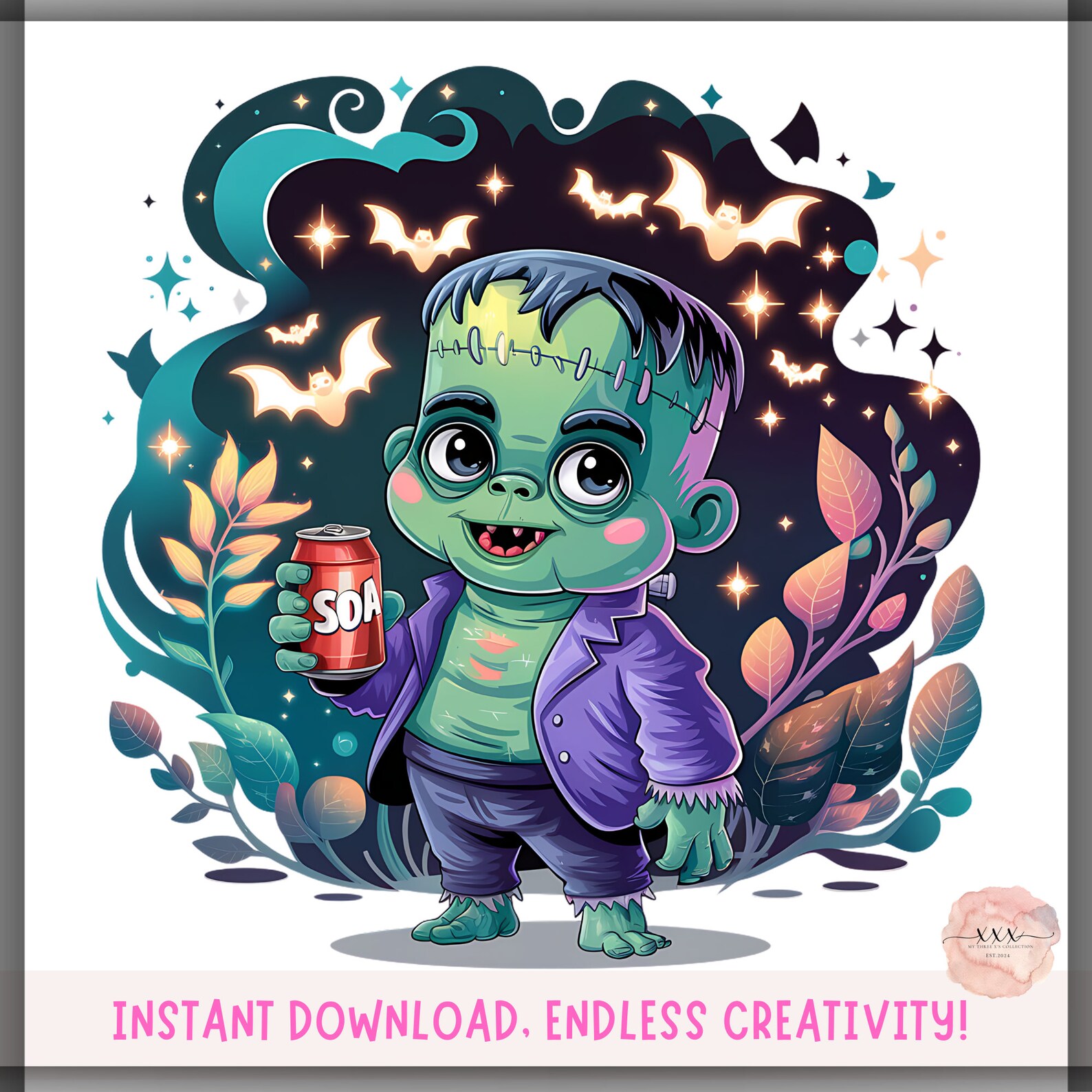Charming Frankenstein Clipart Bundle – Adorable Halloween Monster ...