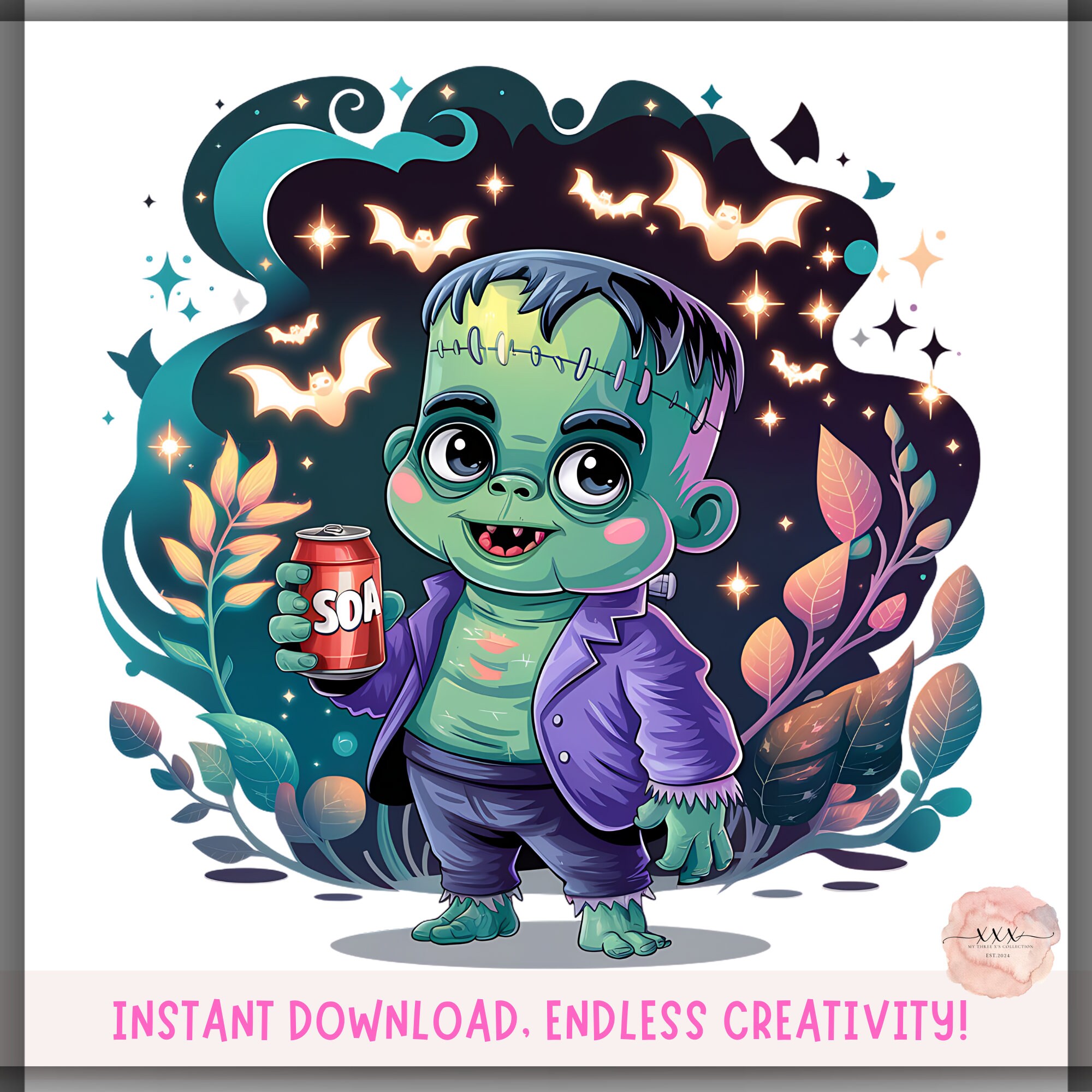 Charming Frankenstein Clipart Bundle – Adorable Halloween Monster ...