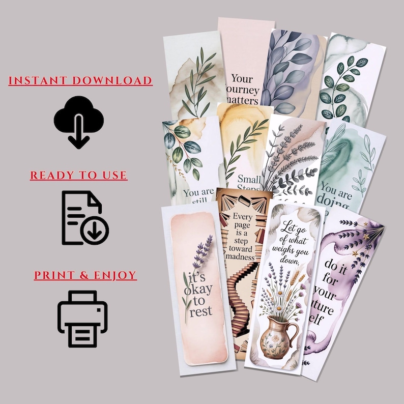 Motivational Bookmarks Printable, 30 Inspirational Quotes Bookmarks ...