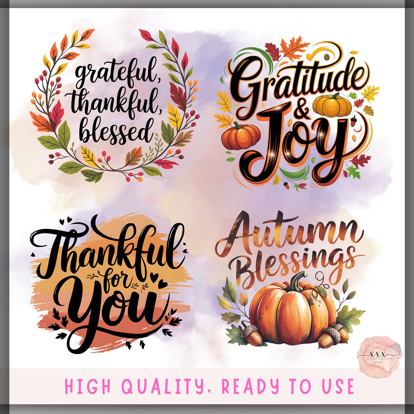 Thanksgiving Clipart Bundle | Gratitude & Blessings Digital Sticker ...