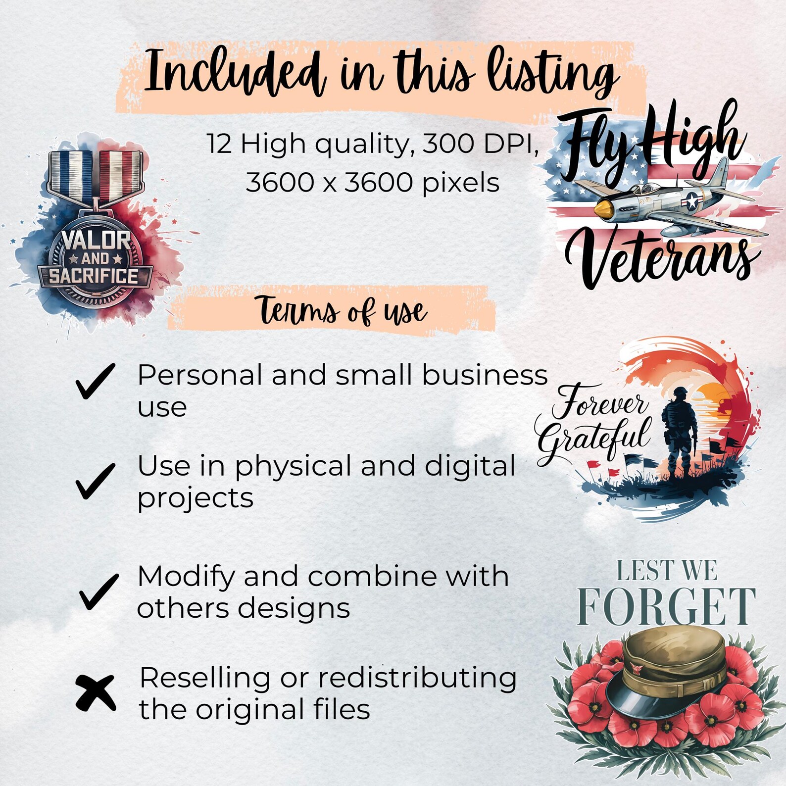 Veterans Day Vol. 1 Clipart Bundle – 12 Patriotic Designs for Crafts ...