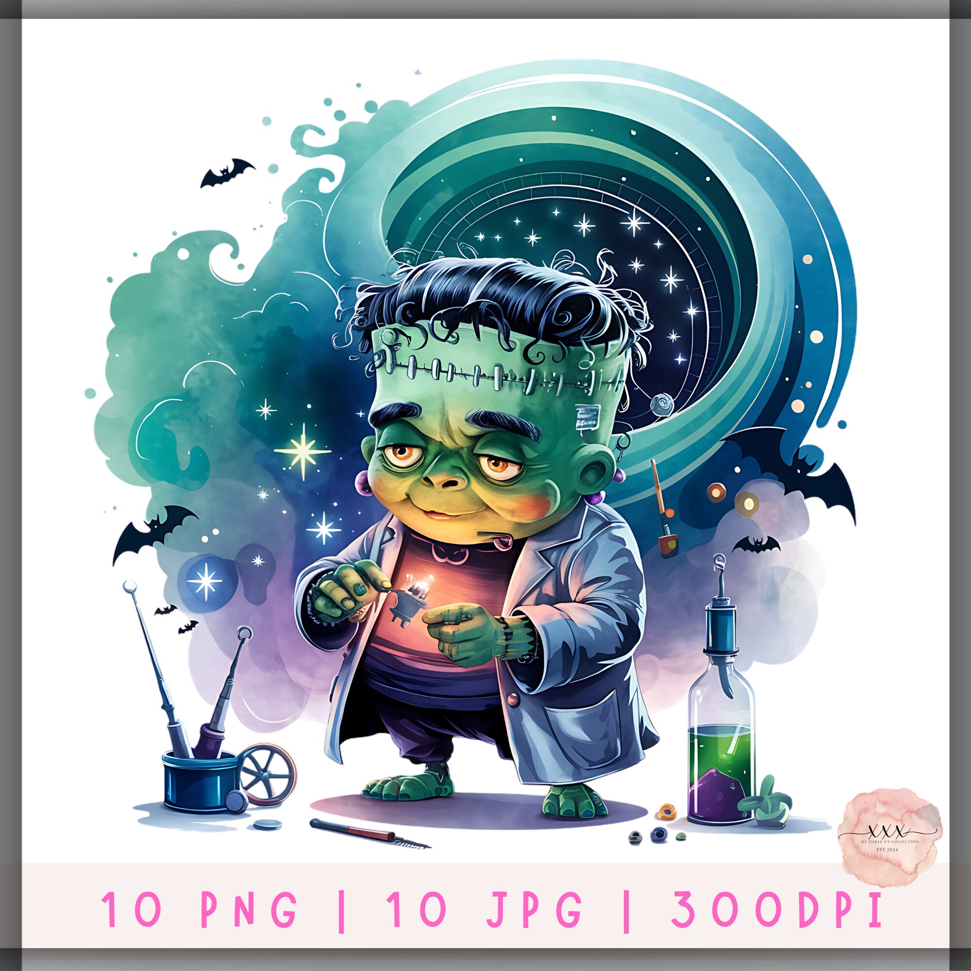 Charming Frankenstein Clipart Bundle – Adorable Halloween Monster ...