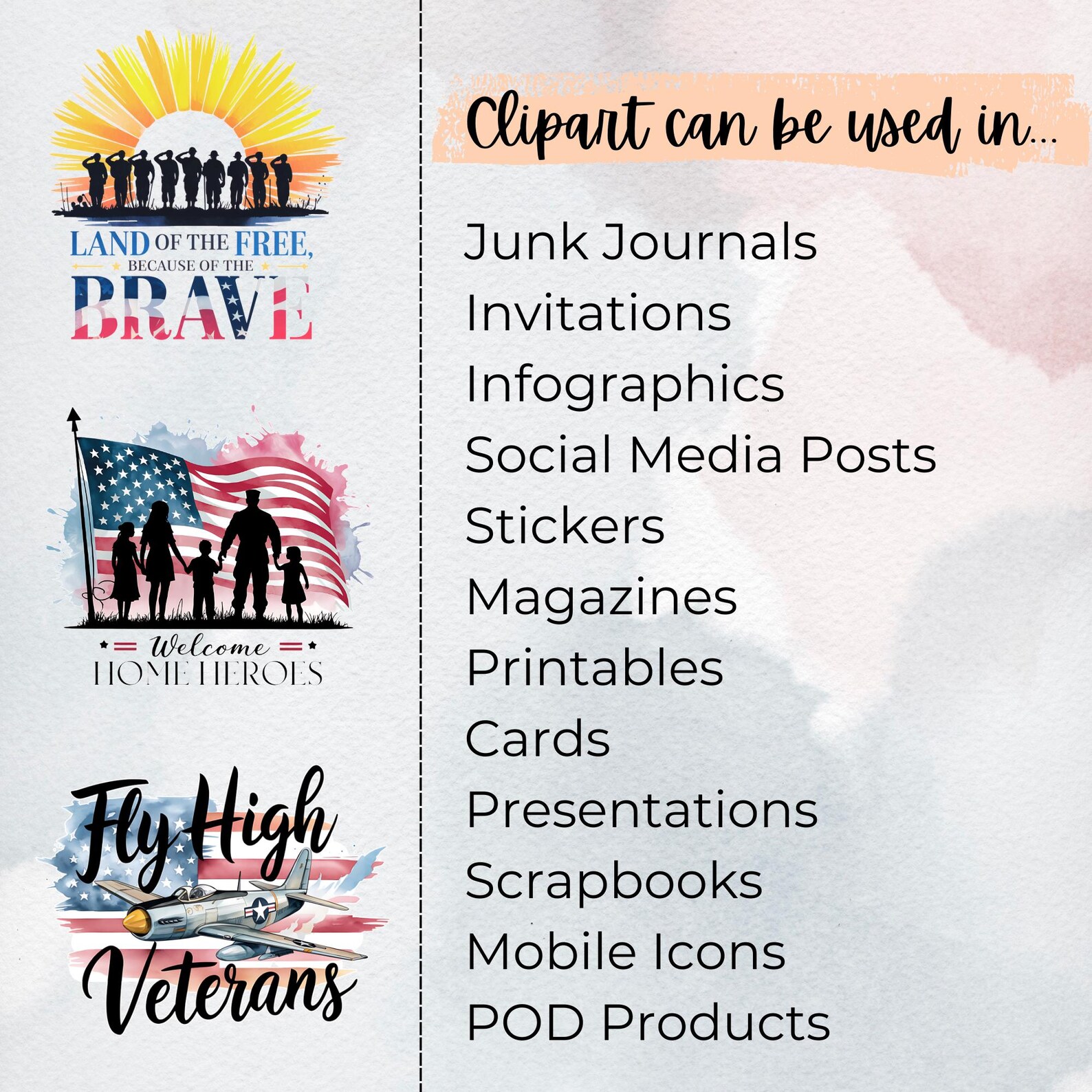 Veterans Day Vol. 1 Clipart Bundle – 12 Patriotic Designs for Crafts ...