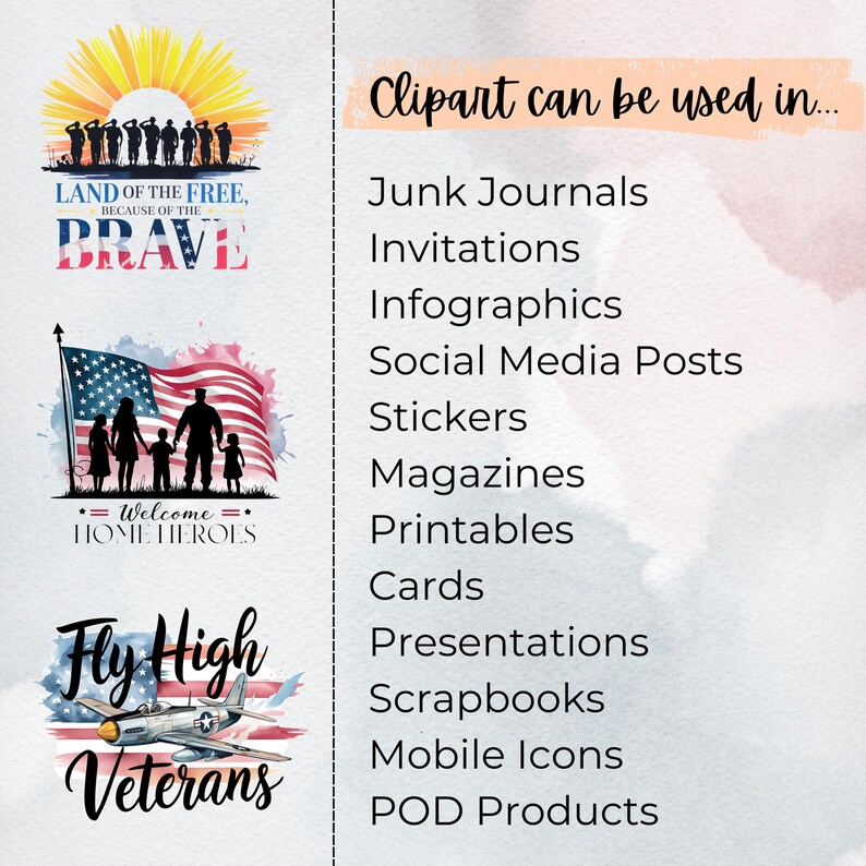 Veterans Day Vol. 1 Clipart Bundle – 12 Patriotic Designs for Crafts ...
